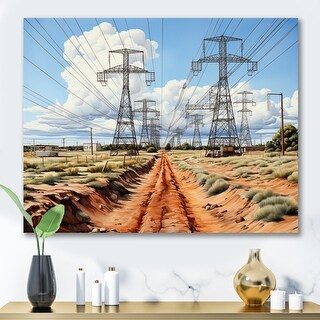 Designart "Power Lines Filed In Usa" Power Lines Wall Art Living Room ...