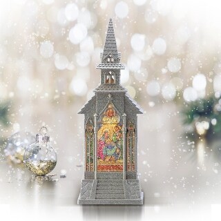 12" Stain Glass Church Globe LED Battery Timer USB Plug-in - Bed Bath ...