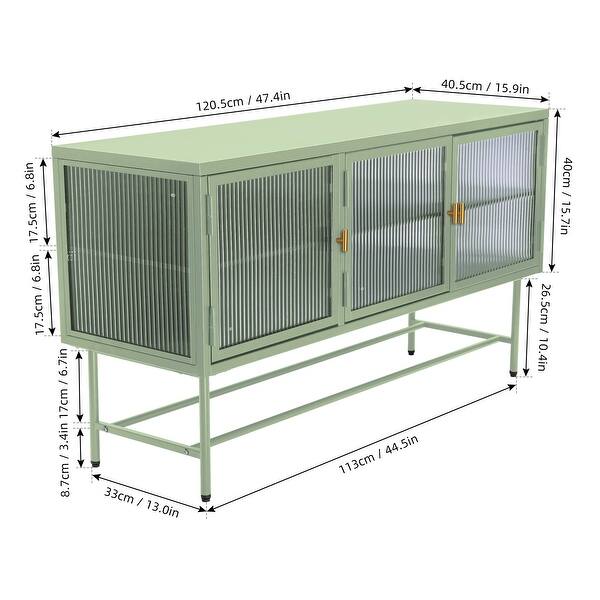 Retro Style TV Stand with Reeded Glass Design and Detachable Shelves ...