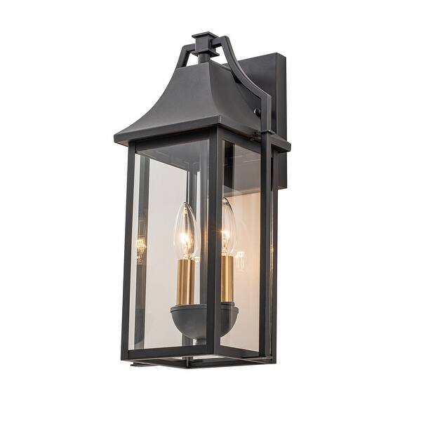 2-Light Large Outdoor Pyramid Matte Exterior Wall Lantern Sconce Light ...