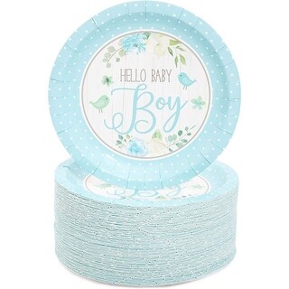 80-Pack Hello Baby Boy Disposable 7" Paper Plates - Bed Bath & Beyond ...