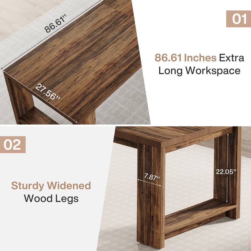 2 Person Desk, 86'' Extra Long Desk, Double Computer Desk Workstation ...