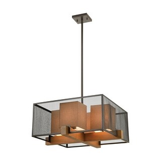 Elk Home Crossbeam Oil Rubbed Bronze Fabric 4 Light Chandelier - Bed ...