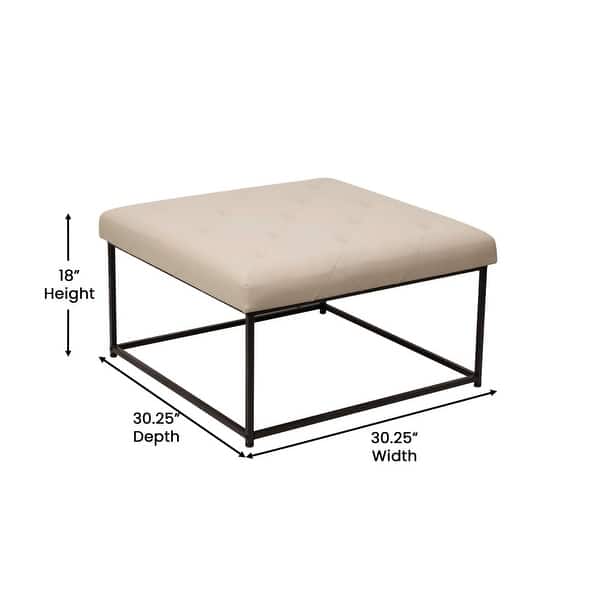 Square Upholstered Tufted Ottoman with Black Metal Frame - Bed Bath ...