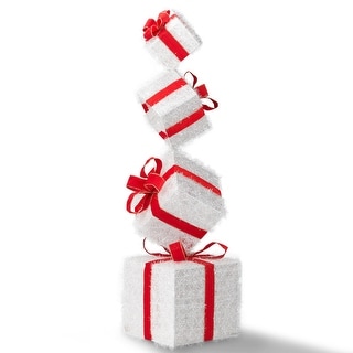 Lighted Gift Box Tower Christmas Outdoor Indoor Decoration - Bed Bath ...