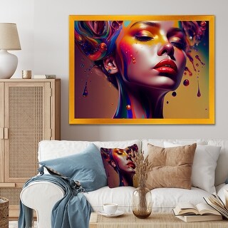 Designart "Liquid Ink Sensual Woman Portrait VI" Contemporary Glam ...