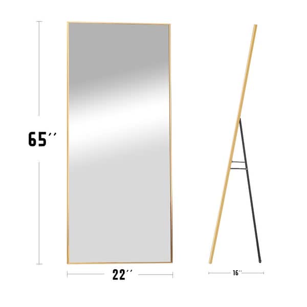 Modern Glam Aluminum Mirror Full Length Floor Mirror with Stand - Bed ...