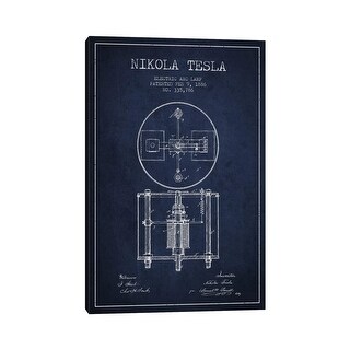 iCanvas "Tesla Arc Lamp Navy Blue Patent Blueprint" by Aged Pixel ...