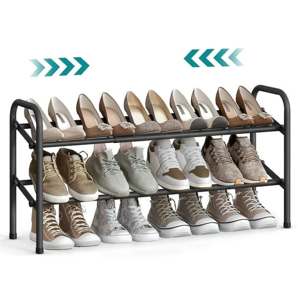 SONGMICS Shoe Rack - 2 Tier Expandable Shoe Organizer - Metal Shoe ...