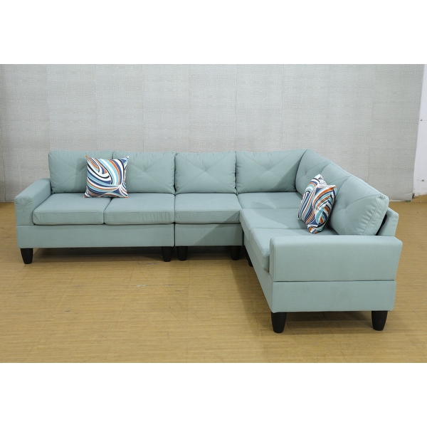 KISRAIS 95.5 Wide L Shaped 4 Piece Upholstered Sectional Sofa Set for Small Space On Sale Bed Bath Beyond 40818364
