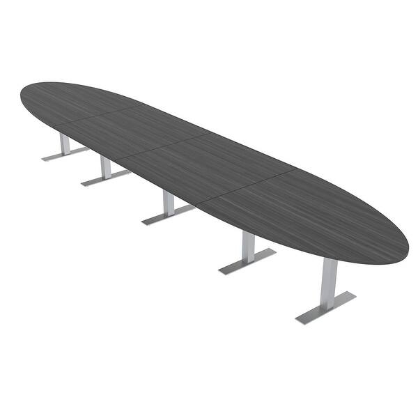 18X4 Modular Conference Table Oval Shape Metal Bases Electrical Units ...