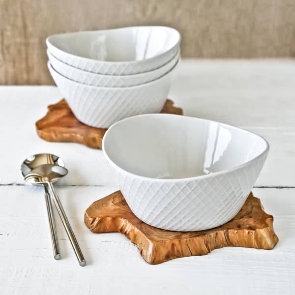 Over and Back Diamond What a Dish Set of 4 Textured Porcelain Bowls ...