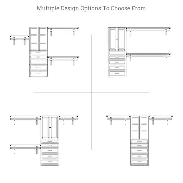 John Louis Home Solid Wood Walk-In Closet System with 5-Drawers and ...