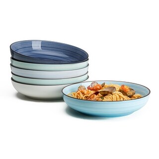 Large Pasta Bowls Set 30 Ounce Ceramic Plates for Dishwasher ...