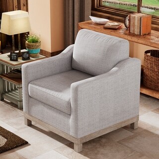 Gray Streamlined Accent Chair Linen Single Sofa Chair Lounge Chairs ...