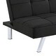 Maya 69 Inch Sofa Bed Futon, Tufted Black Linen Like Fabric, Chrome ...