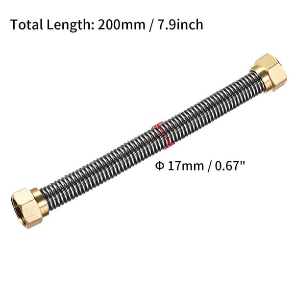 Corrugated Stainless Steel Water Line 7.8" G1/2 Female Connector, 2pcs ...