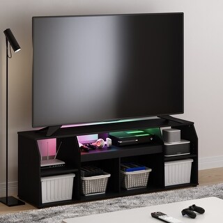 Furinno JAYA Large Media Console Table with LED - Bed Bath & Beyond ...