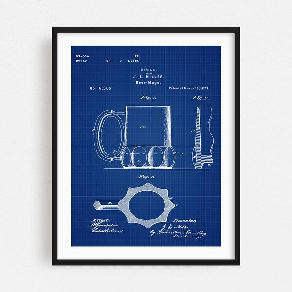 Beer Mug 1873 Blueprint Illustrations Alcohol Art Print/Poster - Bed ...