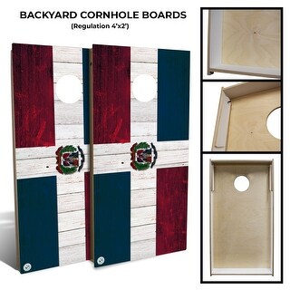 Full Color Dominican Republic Flag Backyard Cornhole Board Set ...