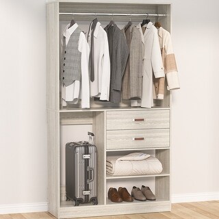 Geren Set of 3 Freestanding Walk-in Closet System Reversible Wardrobe ...
