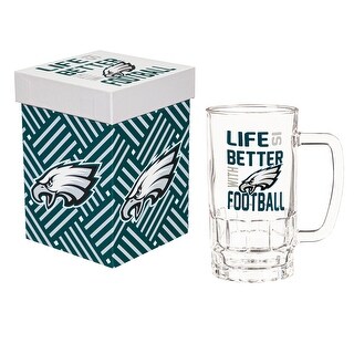 18 oz Glass Tankard Cup Beer Mug w/ Gift Box, Philadelphia Eagles - Bed ...