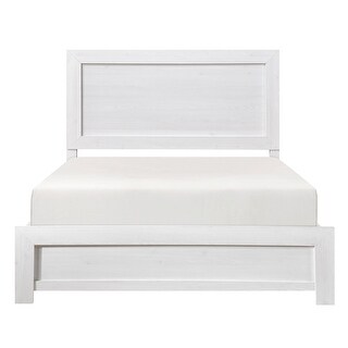White Finish Queen Size Panel Bed Wooden Bedroom Furniture 1pc - Bed ...
