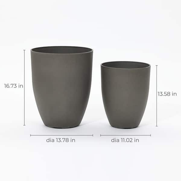 2-Piece HDPE Tall Tapered Round Plastic Pot Planters Set, Husky Gray ...
