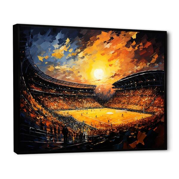Designart "Stadium Lights And Crowd Roars" Stadiums Framed Canvas Art ...