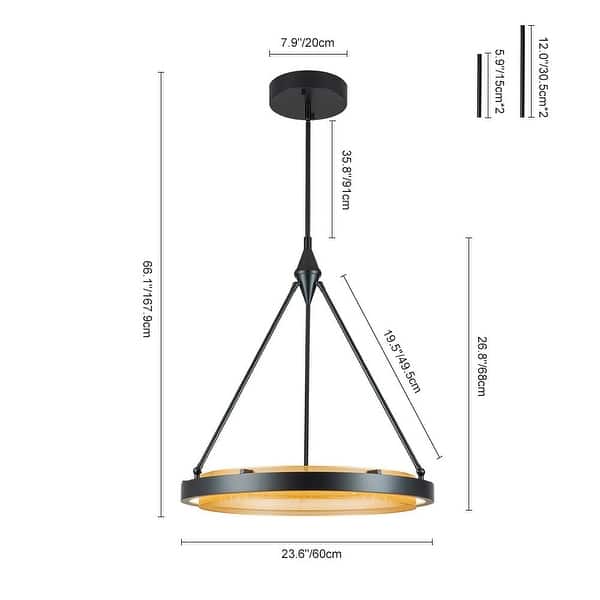 Contemporary 23.6in Black Dimmable LED Ring Pendant Light - Bed Bath ...