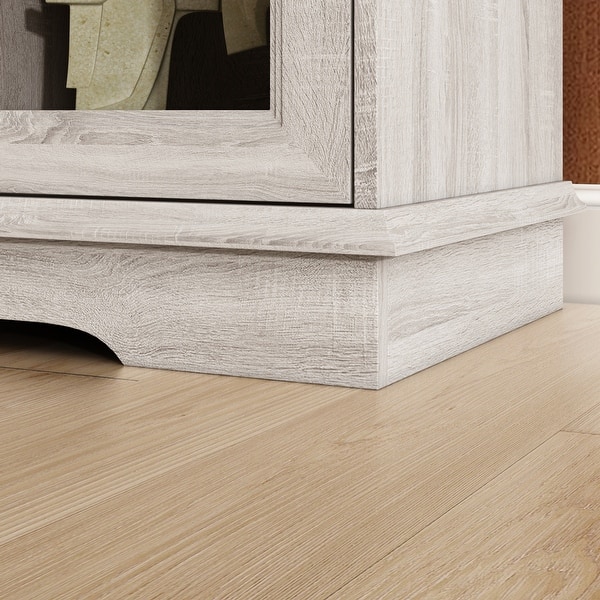 Elegant Wood-Grain Buffet Cabinet with Adjustable Shelves Sideboard ...