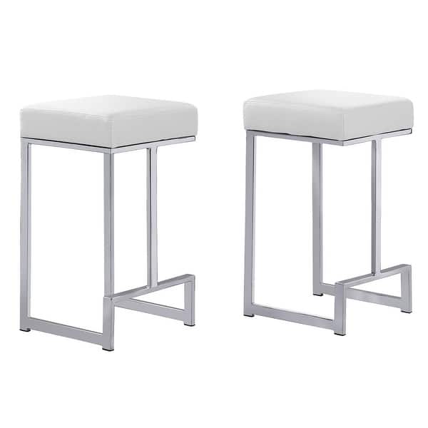 Best Master Furniture Synthetic Leather Silver Counter Height Stool ...
