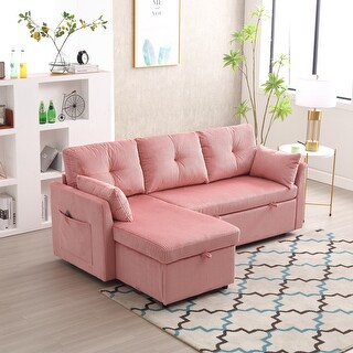 Modular Pink Sectional Sofa L Shaped Modular Couch with Reversible ...