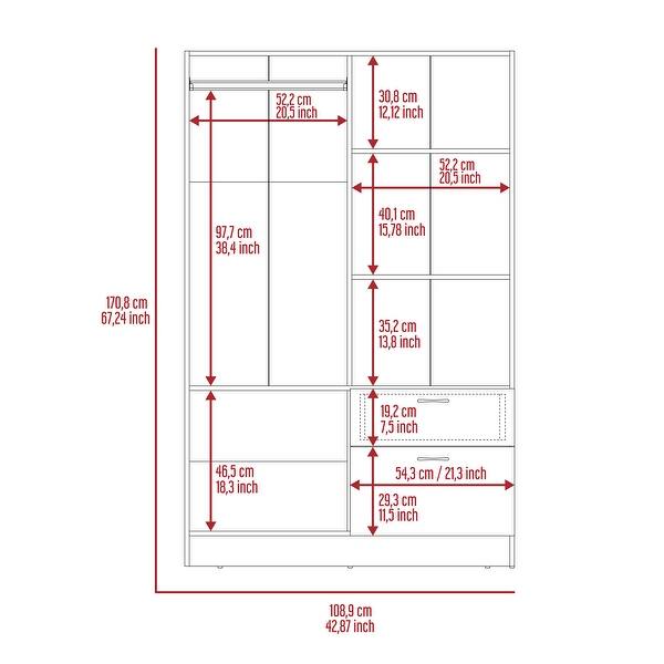 Rectangle 4-Door Armoire Cabinet w/Drawer and Shelves & Hanging rod ...