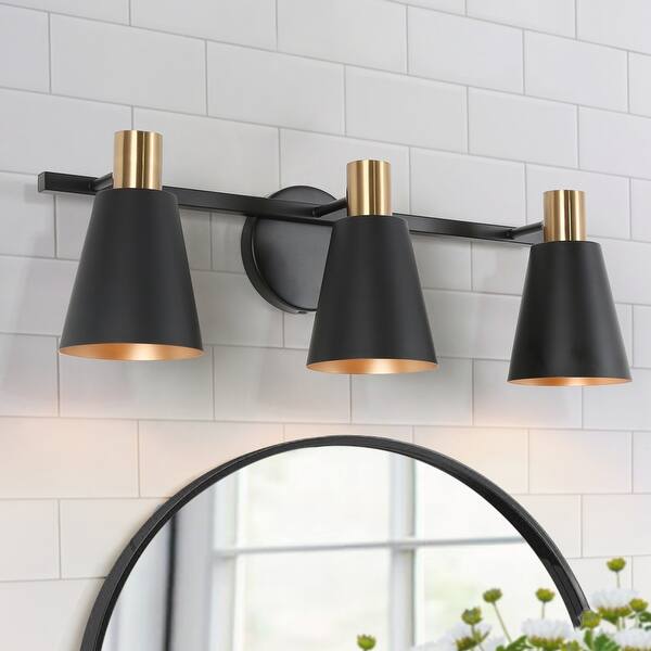 Modern 3-Lights Metal Cone Shade Bathroom Vanity Lights Dimmable Wall ...