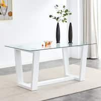 Glass Dining Table Large Modern Minimalist Rectangular for 6-8 with 0.4 ...