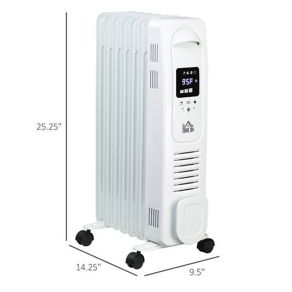 HOMCOM 1500W Digital Oil Filled Radiator Heater with 3 Heat Settings ...