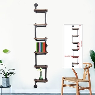 Industrial Bookcase Display Shelves Wall Mount Pipe BookShelves - 6 ...