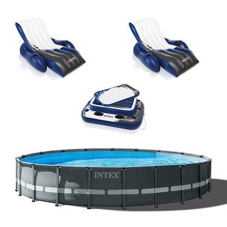 Intex 24' x 52" Ultra XTR Frame Pool, 2 Floating Loungers and Mega ...