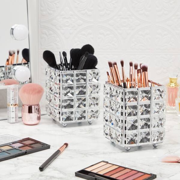 makeup brush holder silver