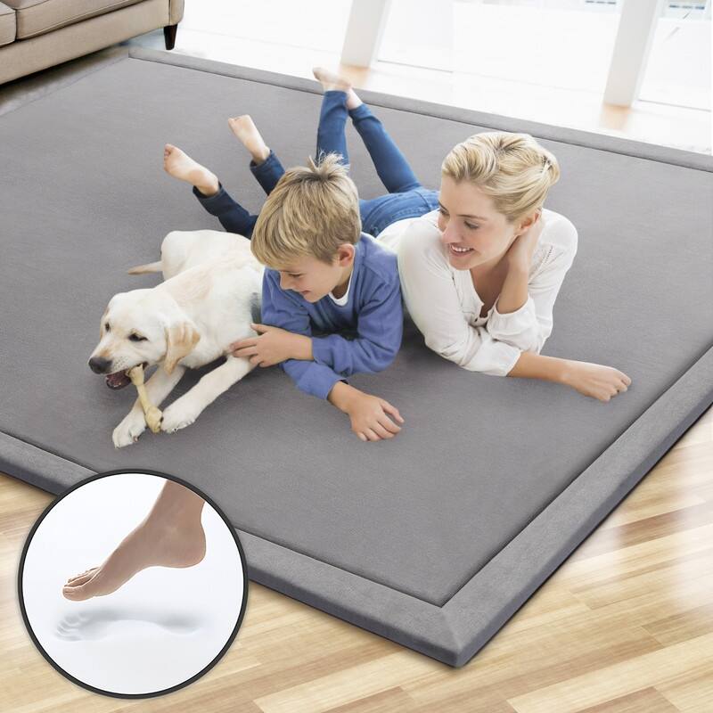 MICRODRY Cushioned Modern Memory Foam Area Rug with Built in Rug Pad ...