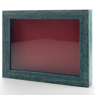 Rustic Blue 11x14 Wood Shadow Box with Red Acid-Free Backing - With 5/8 ...