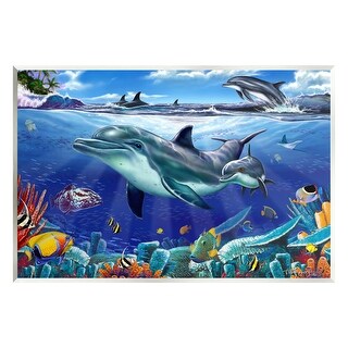 Stupell Dolphins Swimming Bold Coral Reef Wall Plaque Art by Interlitho - Bed Bath & Beyond ...