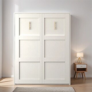 Full Size Vertical Murphy Bed,White Wall Bed Space Saving Hidden Bed ...