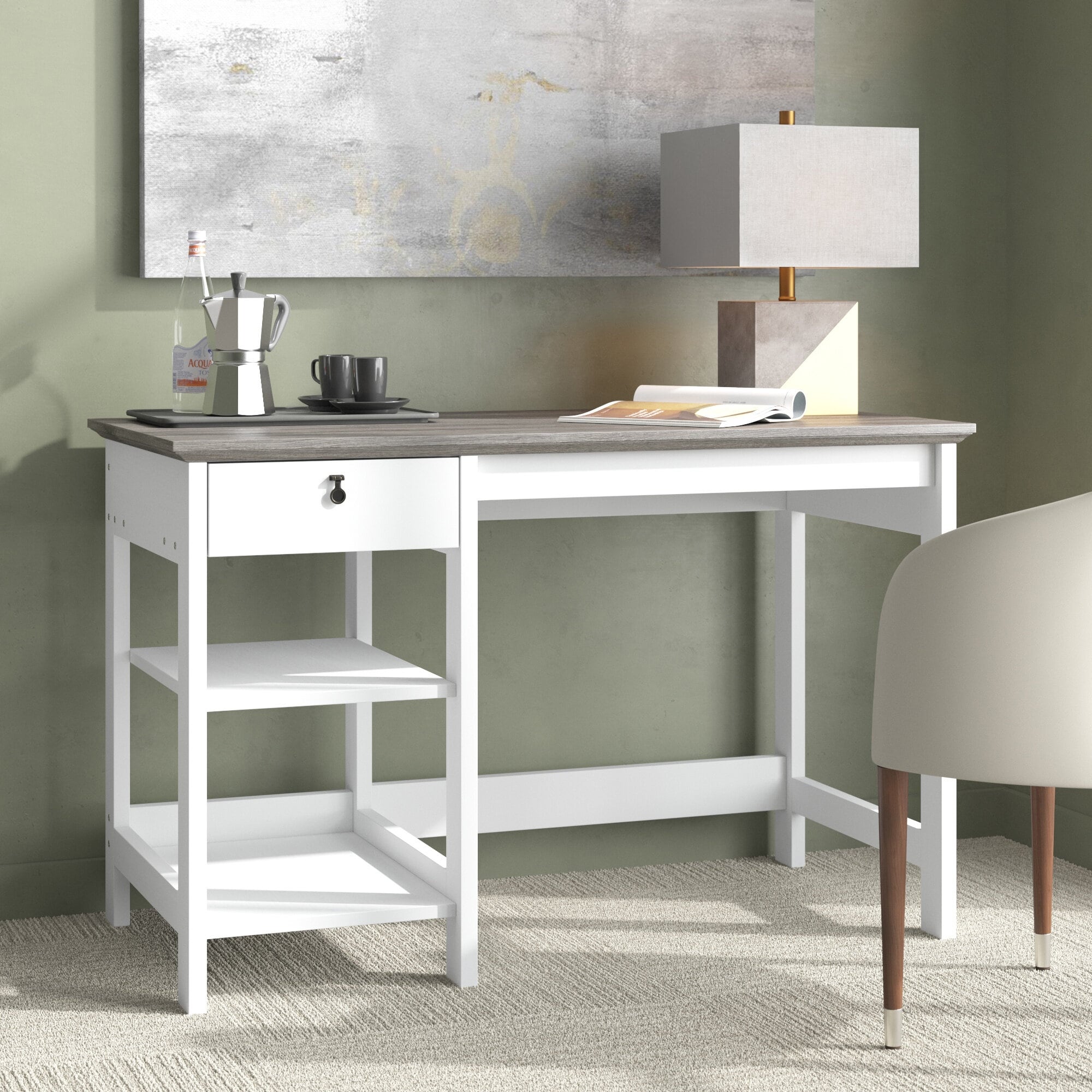 Bridgevine Home Nantucket 53 inch Writing Desk, No Assembly Required ...