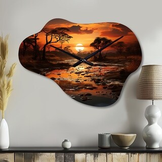 Designart - African Sunset Oasis I - African Art Large Wall Clock in ...
