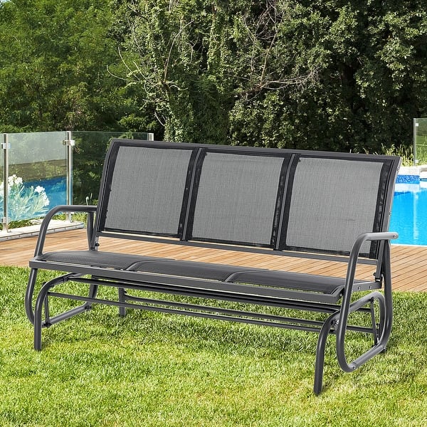 Outsunny 3-Person Patio Glider Bench, Outdoor Porch Glider Swing with 3 ...