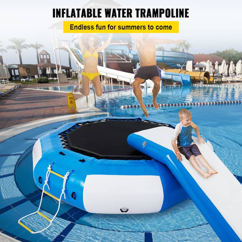 VEVOR Inflatable Water Trampoline Round Inflatable Water Bouncer with ...