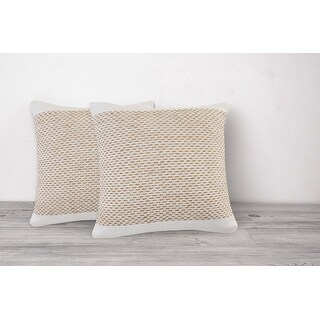 Sevita Reed Natural/White Bordered Cotton Throw Pillow, Set of 2 - Bed ...