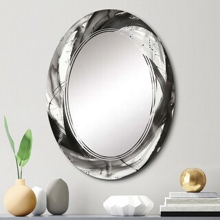 Designart 'Black and White Minimalistic ' Printed Modern Mirror - Oval ...